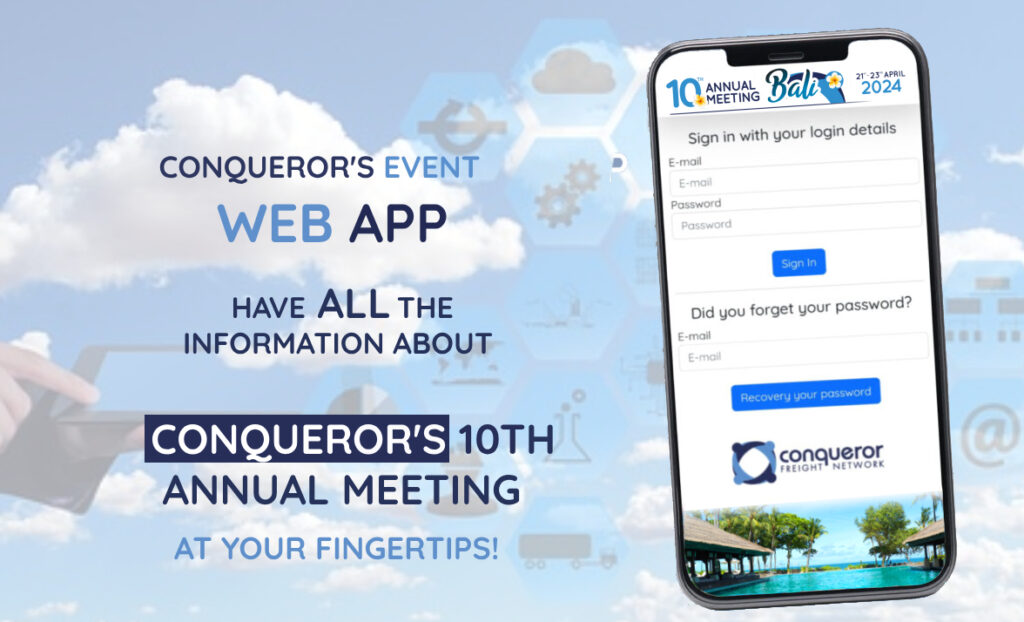 Web app for Conqueror's Annual Meeting for freight forwarders